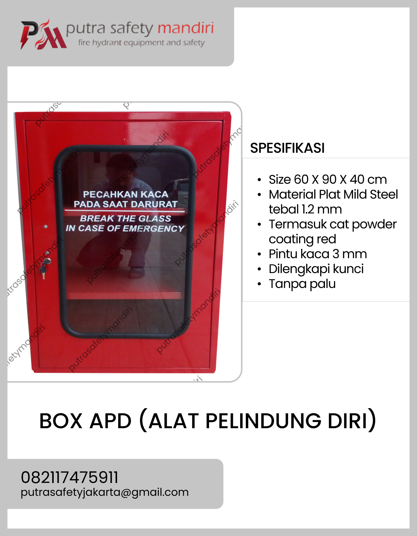 RAK PERLENGKAPAN APD REGU DAMKAR SAFETY CABINET