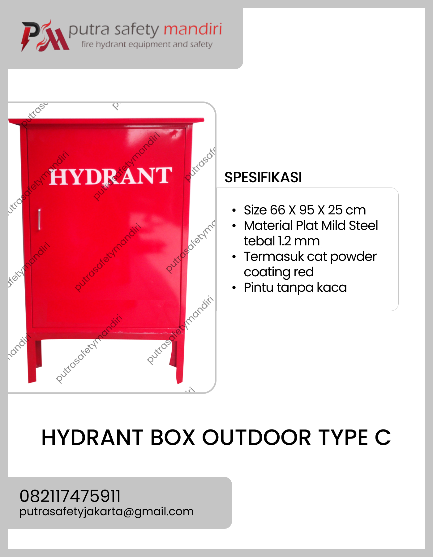 JUAL HYDRANT BOX OUTDOOR TIPE C PINTU POLOS READY