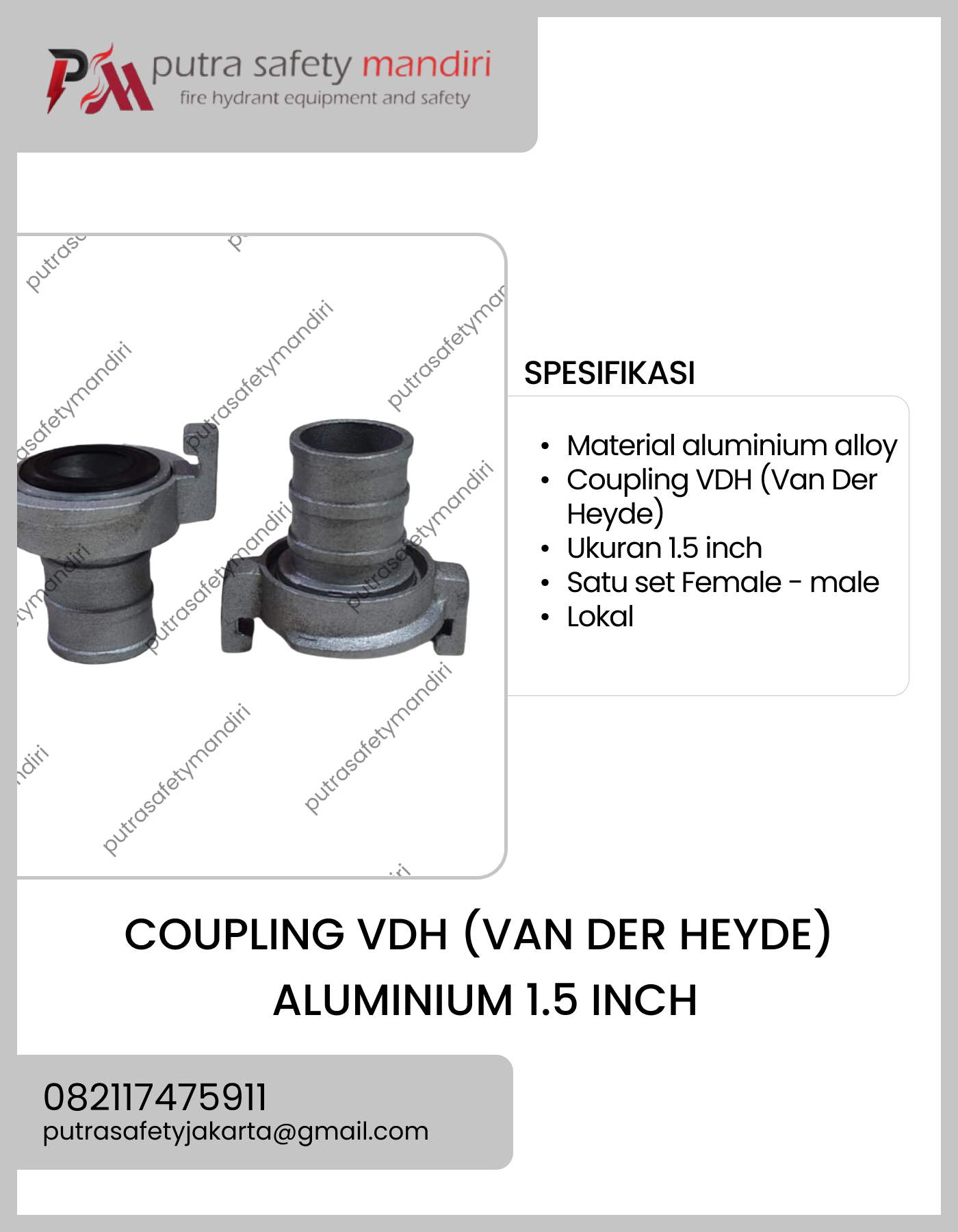 COUPLING VDH 1.5" ALUMINIUM ALLOY VAN DER HEYDE